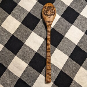 Tiger Spoon, 9 Engraved Dark Jichimu Wood Spoon or Set of 4 Animal ...