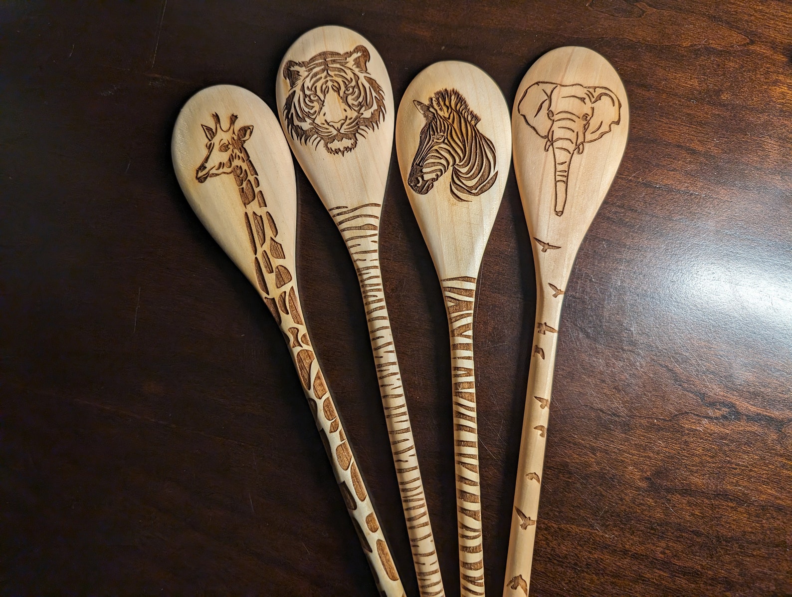 Engraved Giraffe Wood Spoon: Animal Decor, 12 Inch - Etsy