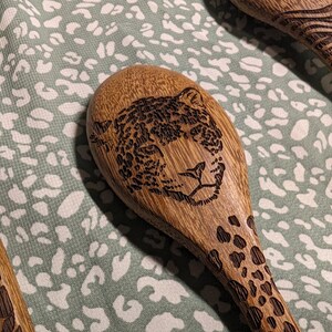 Tiger Spoon, 9 Engraved Dark Jichimu Wood Spoon or Set of 4 Animal ...