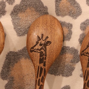 Tiger Spoon, 9 Engraved Dark Jichimu Wood Spoon or Set of 4 Animal ...
