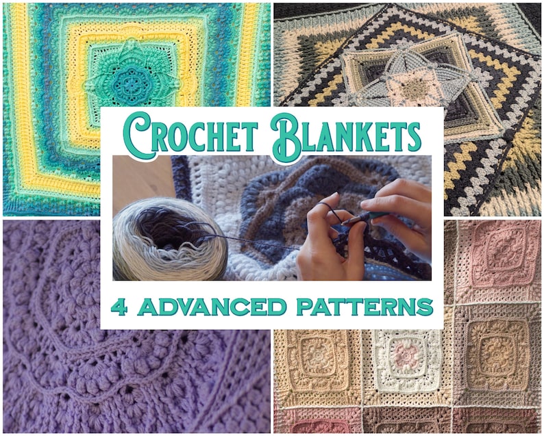 Advanced Crochet Blanket Pattern Bundle, 4 PDF Crochet Patterns ...