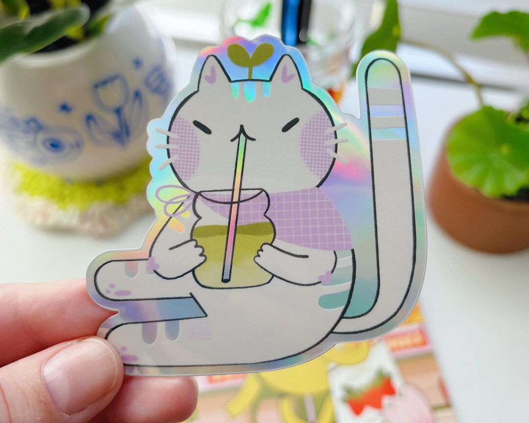 Matcha Cat Sticker - Etsy