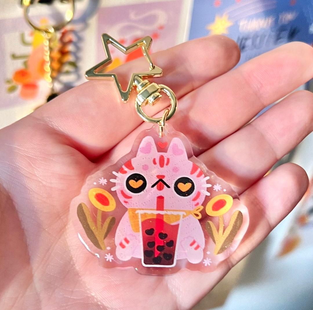 Boba Cat Keychain - Etsy