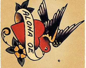 11 X 17 ALOHA Hawaii Island Sailor Jerry Style Flash Poster | Etsy