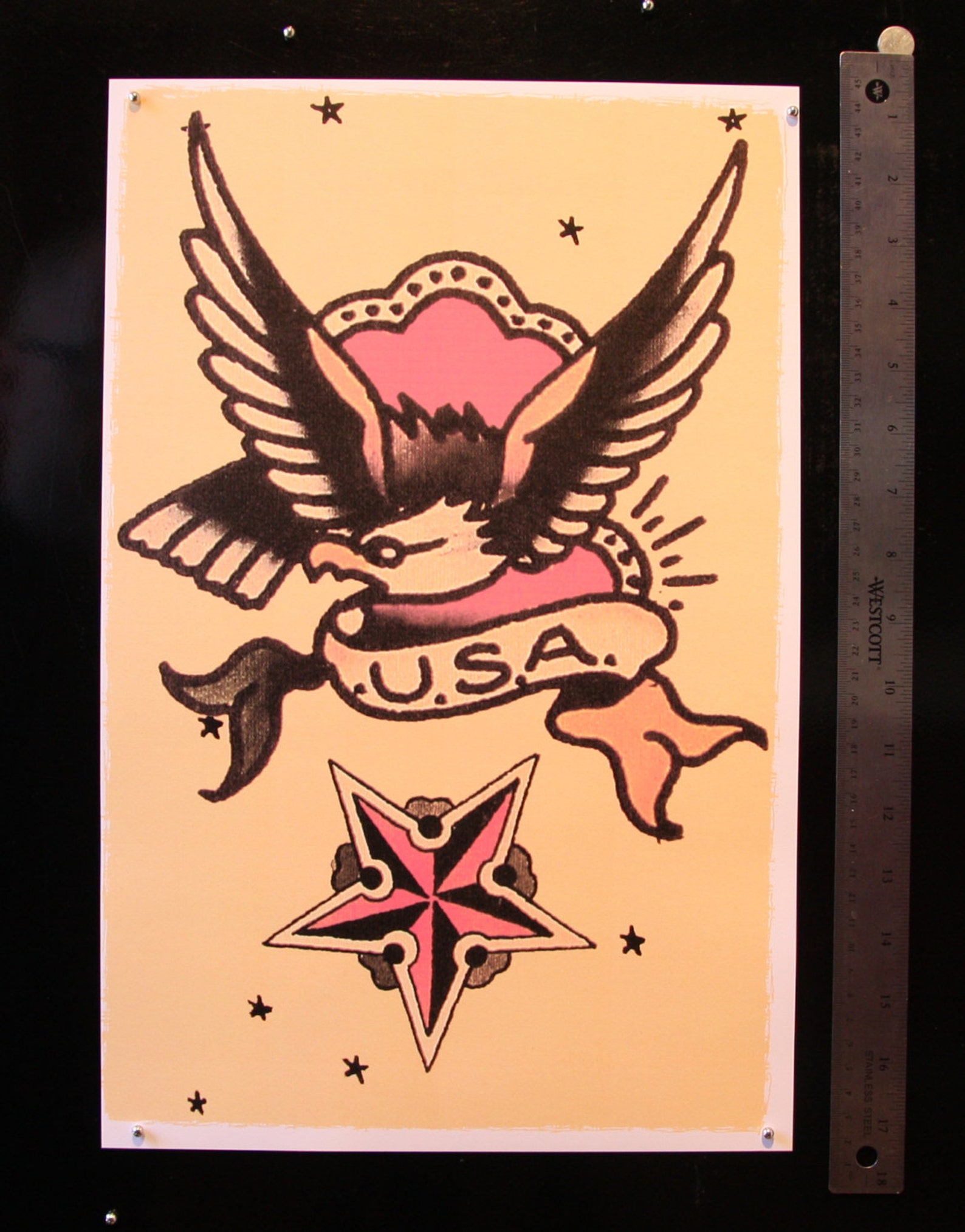 11 X 17 USA Bald Eagle W Nauticle Star Sailor Jerry Style - Etsy