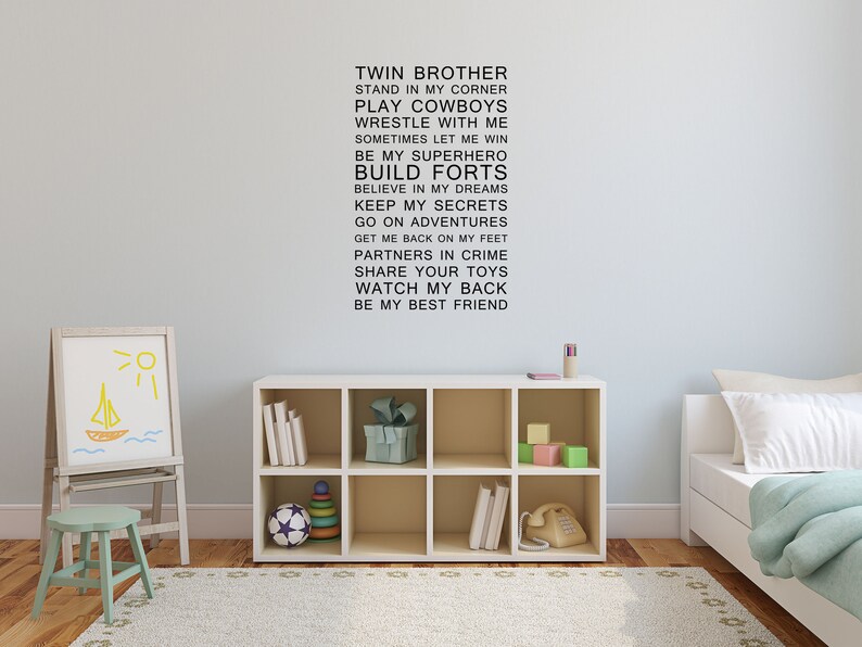 Twin Brother Vinyl Wall Decal Twin Brothers Wall Art Twin - Etsy