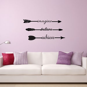 Imagine Believe Achieve Arrow Wall Decal: Inspirational Nursery Decor ...