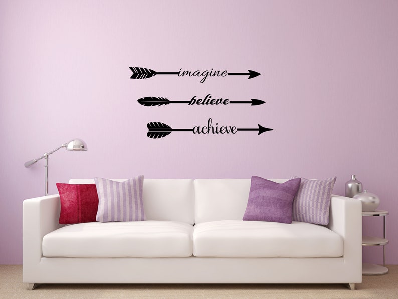 Imagine Believe Achieve Arrow Wall Decal Inspirational - Etsy