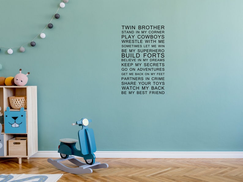 Twin Brother Vinyl Wall Decal Twin Brothers Wall Art Twin - Etsy