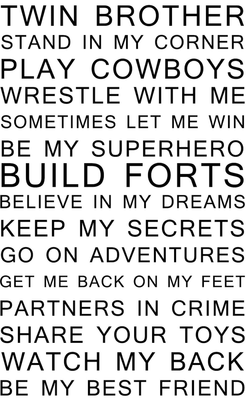 Twin Brother Vinyl Wall Decal Twin Brothers Wall Art Twin - Etsy