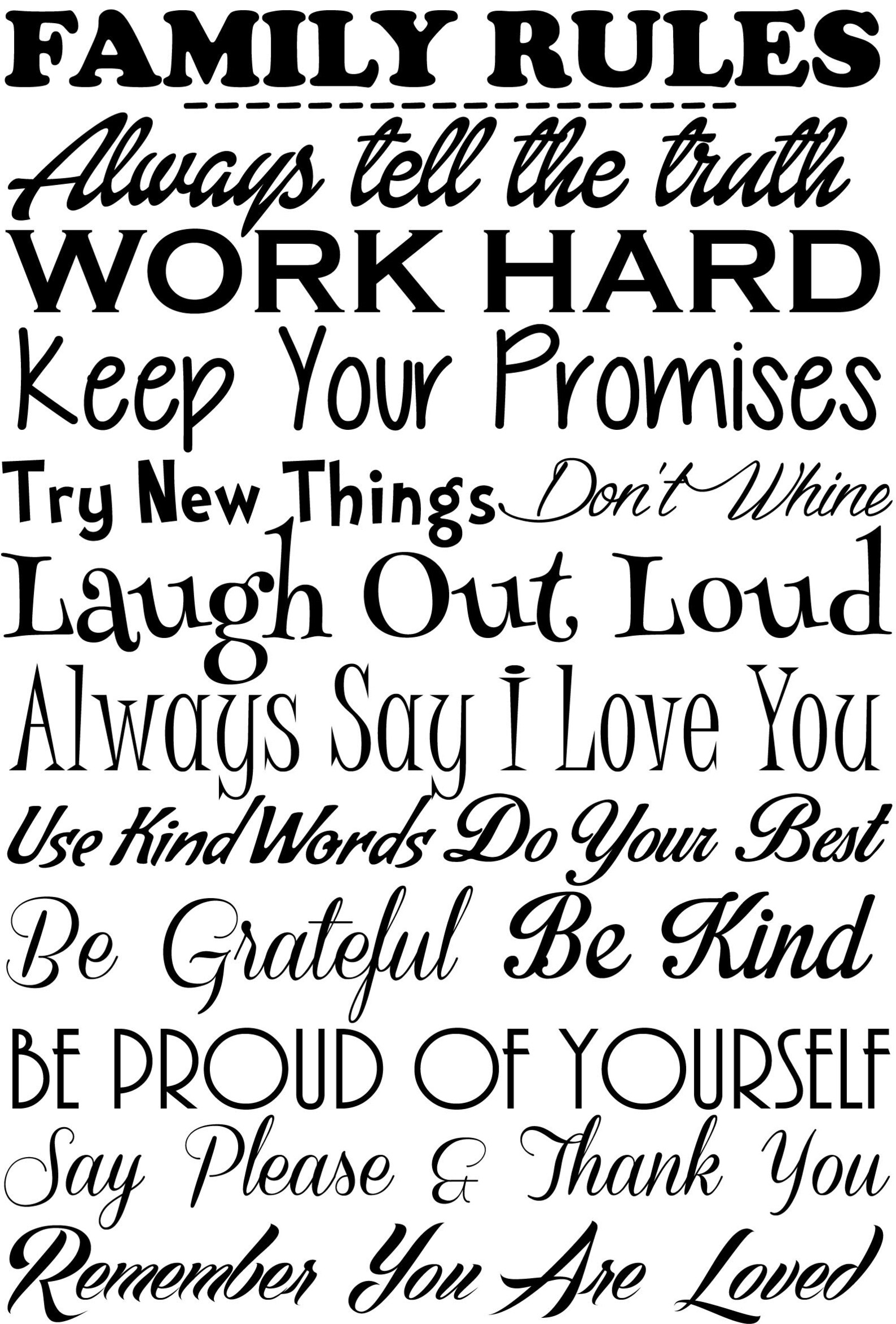 Family Rules Vinyl Wall Decal Sticker Wall Art Home Room | Etsy