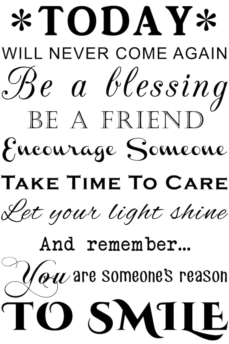 Today Will Never Come Again Sayings on Walls Collage Decals - Etsy