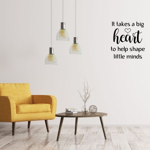 It Takes A Big Heart Wall Decal Teacher Wall Decal Big Heart Decal ...