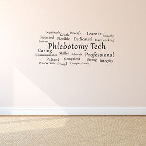 Phlebotomy Tech Word Cloud Decal - Phlebotomy Wall Decal - Phlebotomist ...