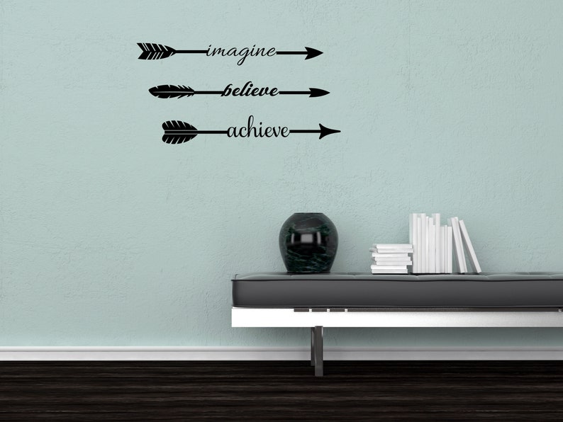 Imagine Believe Achieve Arrow Wall Decal Inspirational - Etsy
