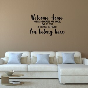 Welcome Home Wall Art Decal Sticker You Belong Here - Memories ...