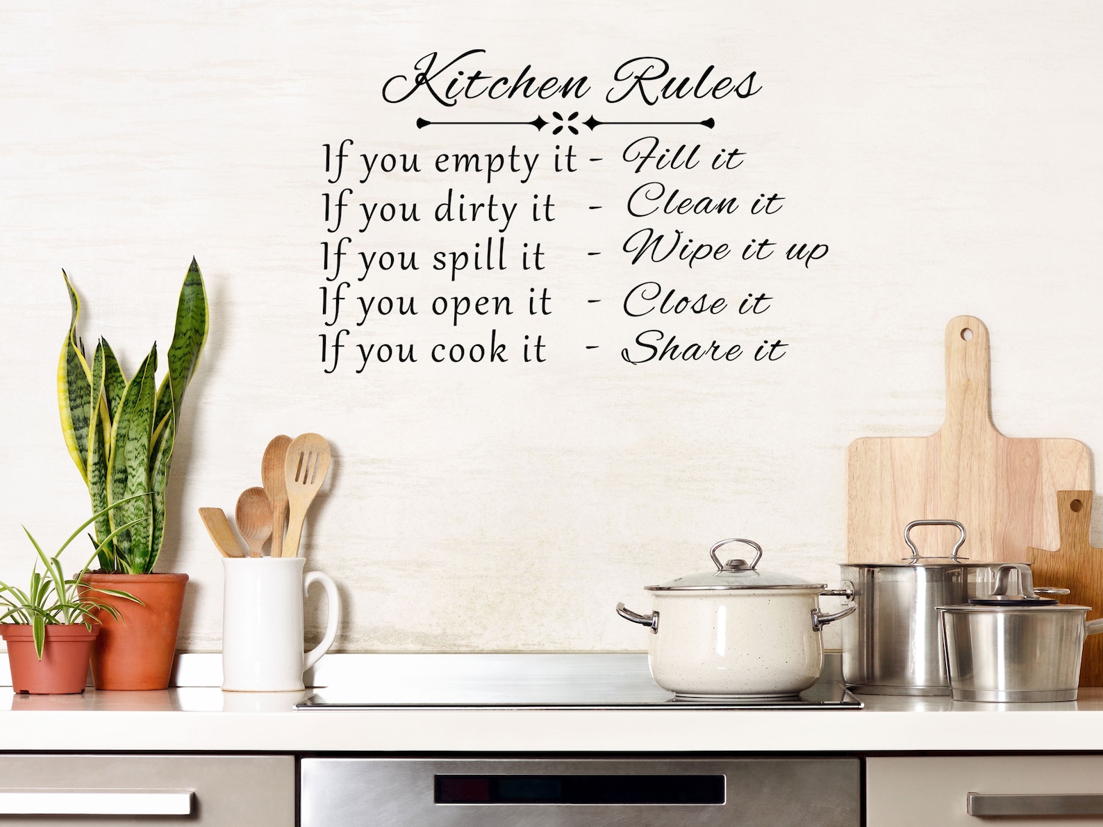 Kitchen Rules Wall Decal - Vinyl Wall Decal for Dining Room - Kitchen ...
