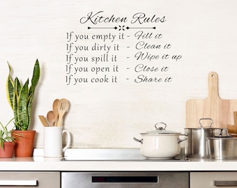 Kitchen Wall Quote our Kitchen Rules Wall Art - Etsy