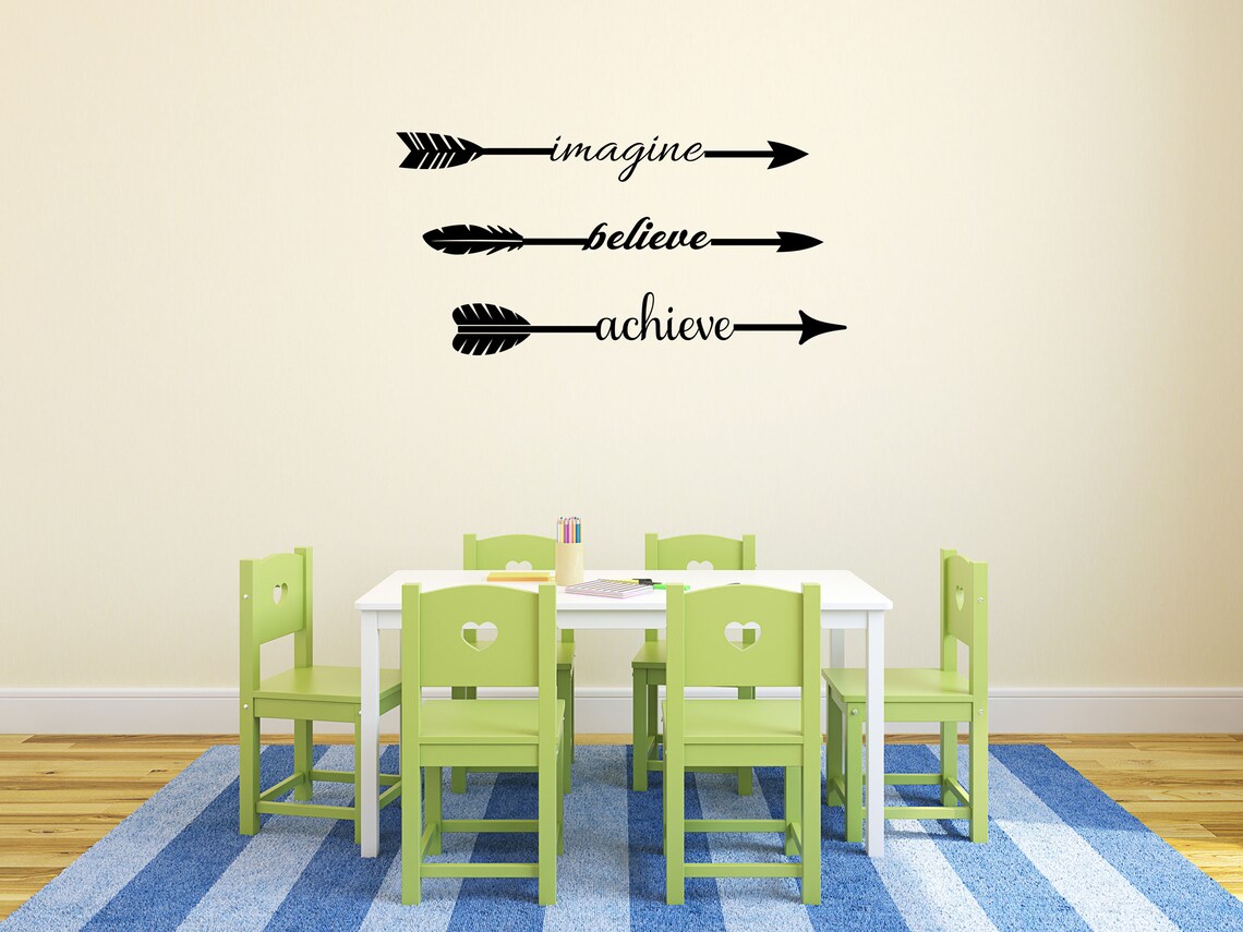 Imagine Believe Achieve Arrow Wall Decal Inspirational - Etsy