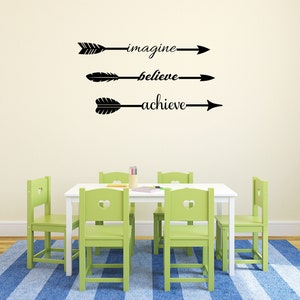 Imagine Believe Achieve Arrow Wall Decal: Inspirational Nursery Decor ...