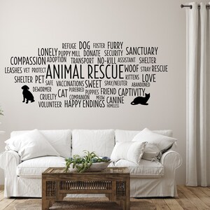 Animal Rescue Word Cloud Sticker - Animal Shelter Decal - Animal Rescue ...