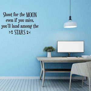 Shoot for the Moon and Stars Vinyl Wall Decal Quote - Motivational ...