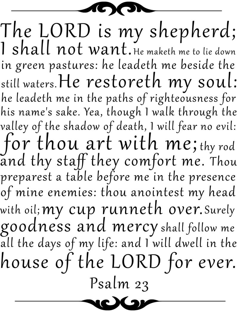The Lord is My Shepherd Wall Decal of Psalm 23 Scripture - Etsy