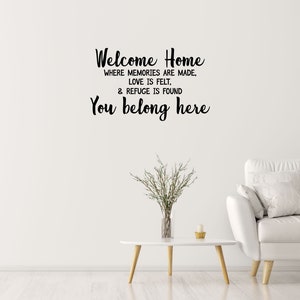 Welcome Home Wall Art Decal Sticker You Belong Here - Memories ...