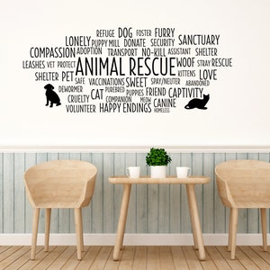 Animal Rescue Word Cloud Sticker - Animal Shelter Decal - Animal Rescue ...