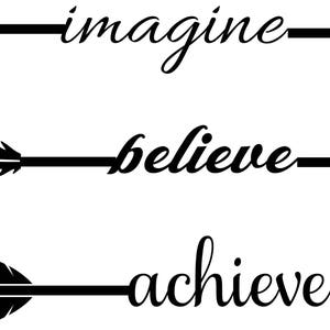 Imagine Believe Achieve Arrow Wall Decal: Inspirational Nursery Decor ...