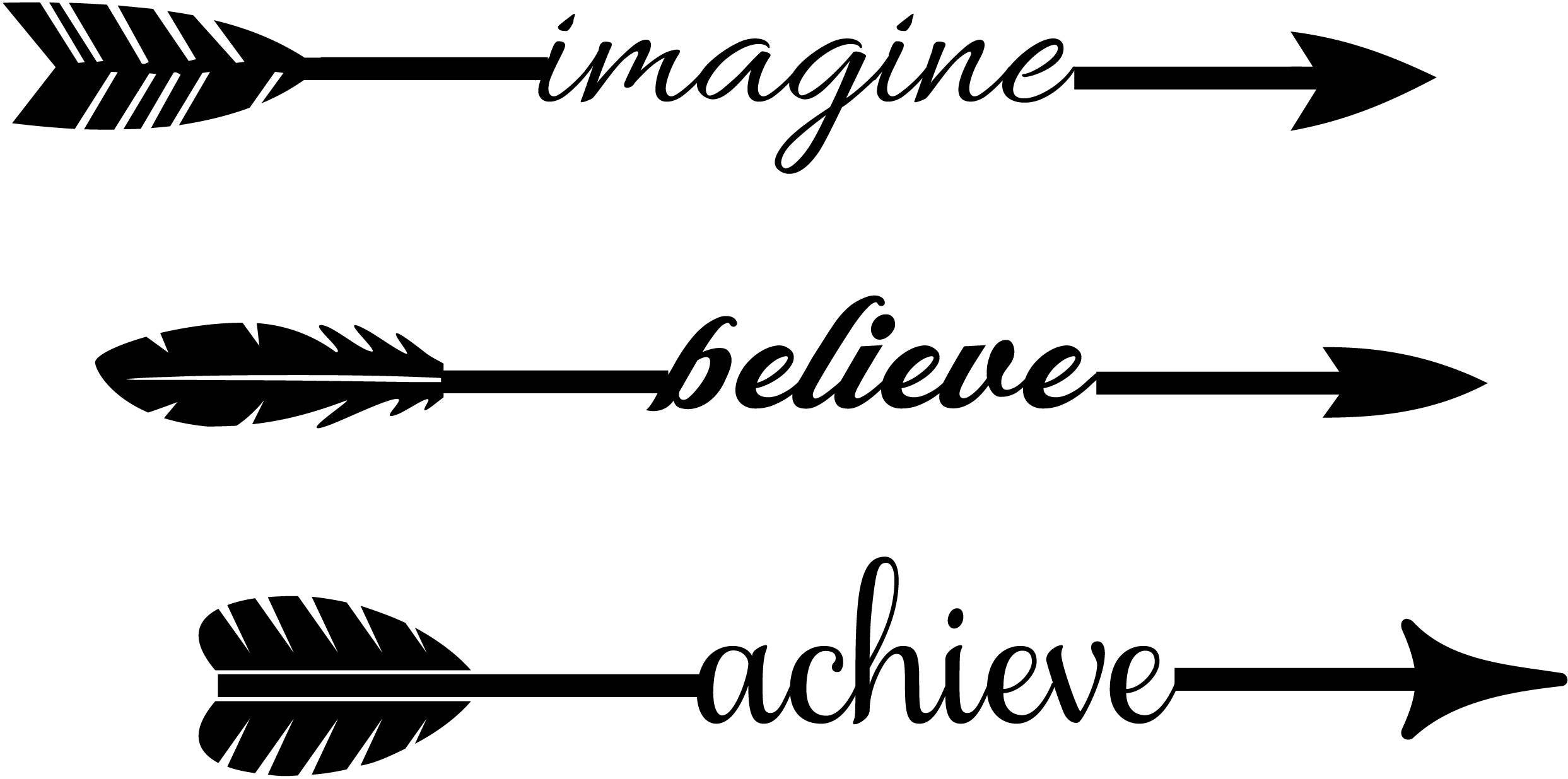Imagine Believe Achieve Arrow Wall Decal Inspirational | Etsy