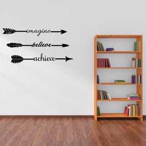 Imagine Believe Achieve Arrow Wall Decal: Inspirational Nursery Decor ...