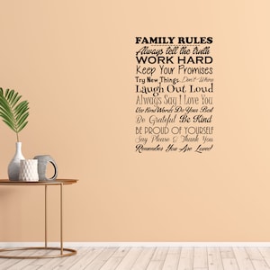 Family Rules Vinyl Wall Decal Sticker Wall Art Home Room - Etsy