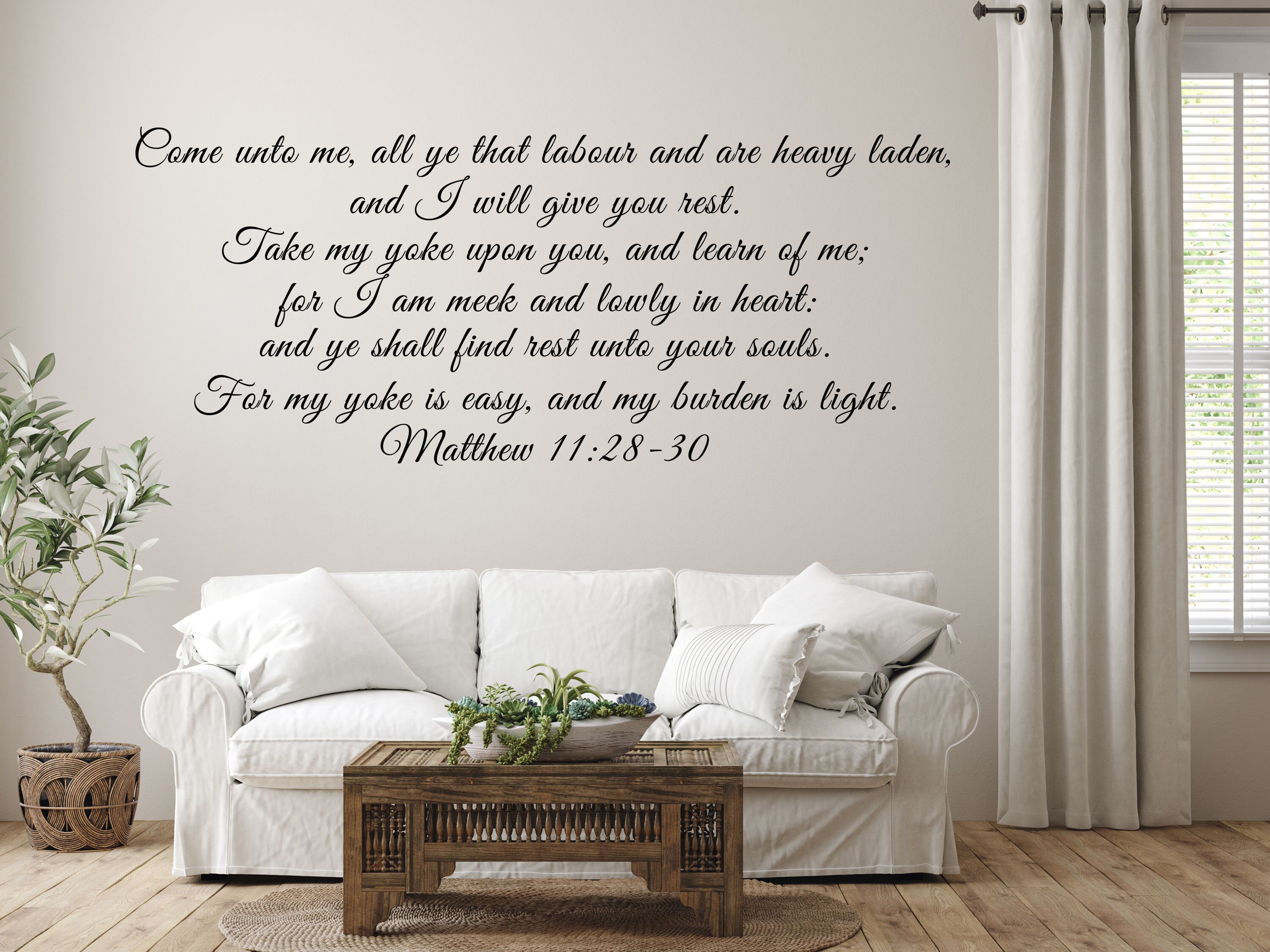 Matthew 11:28 KJV Scripture Decal - Come Unto Me All Ye That Labor ...