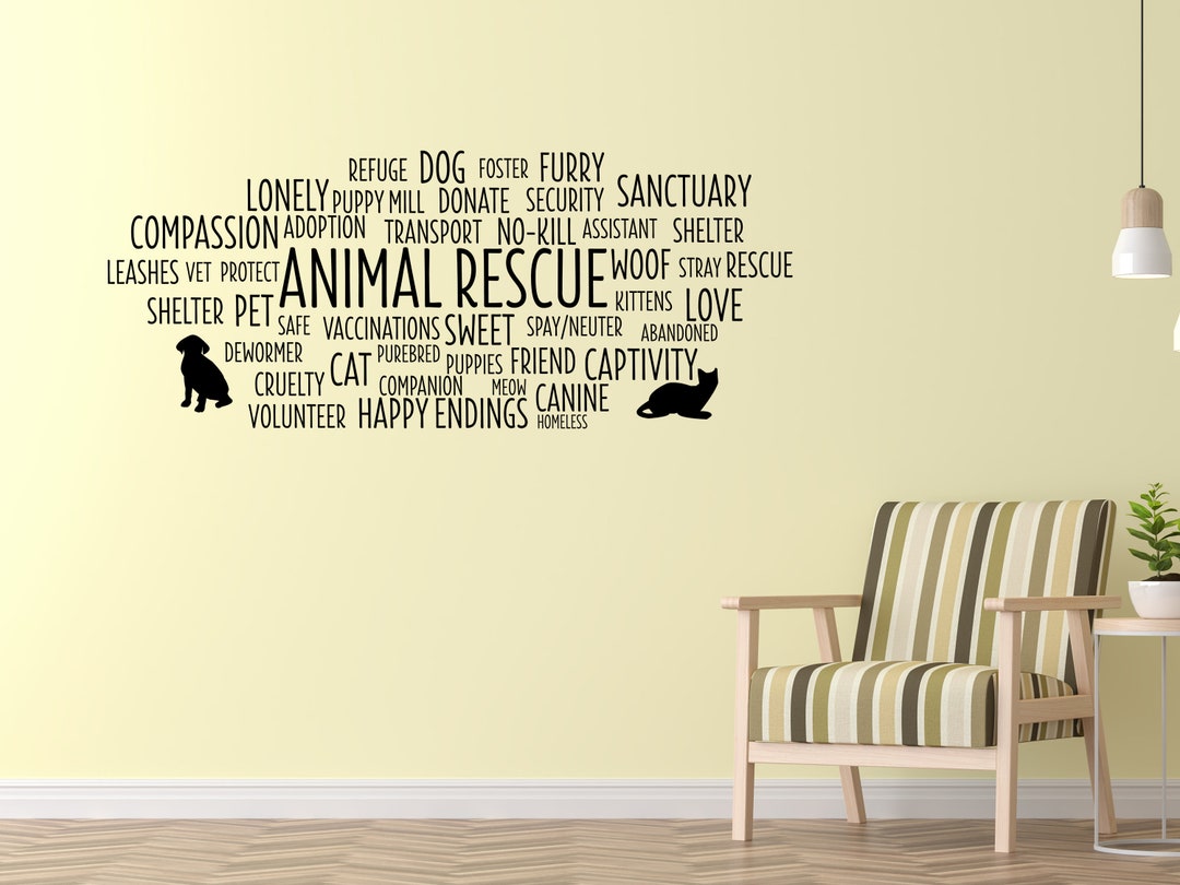 Animal Rescue Word Cloud Sticker - Animal Shelter Decal - Animal Rescue ...