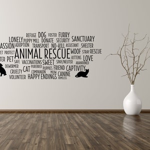 Animal Rescue Word Cloud Sticker - Animal Shelter Decal - Animal Rescue ...
