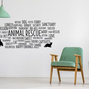 Animal Rescue Word Cloud Sticker - Animal Shelter Decal - Animal Rescue ...
