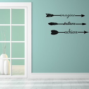 Imagine Believe Achieve Arrow Wall Decal: Inspirational Nursery Decor ...