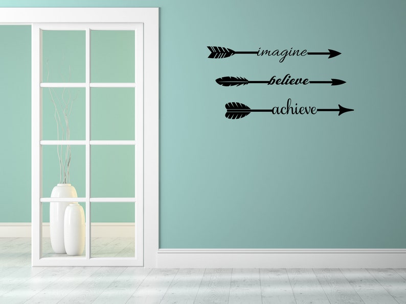 Imagine Believe Achieve Arrow Wall Decal Inspirational - Etsy