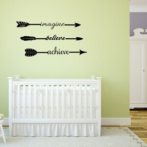 Imagine Believe Achieve Arrow Wall Decal: Inspirational Nursery Decor ...