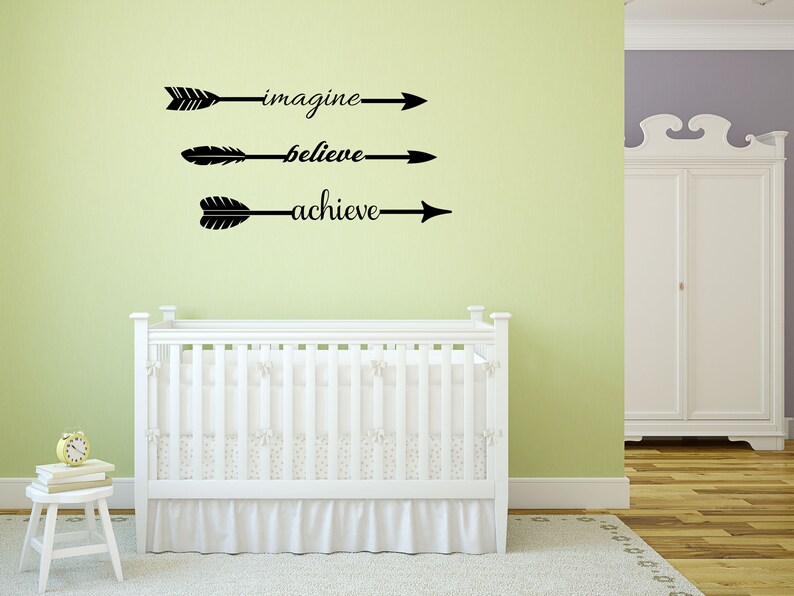 Imagine Believe Achieve Arrow Wall Decal Inspirational - Etsy