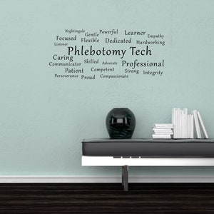 Phlebotomy Tech Word Cloud Decal - Phlebotomy Wall Decal - Phlebotomist ...