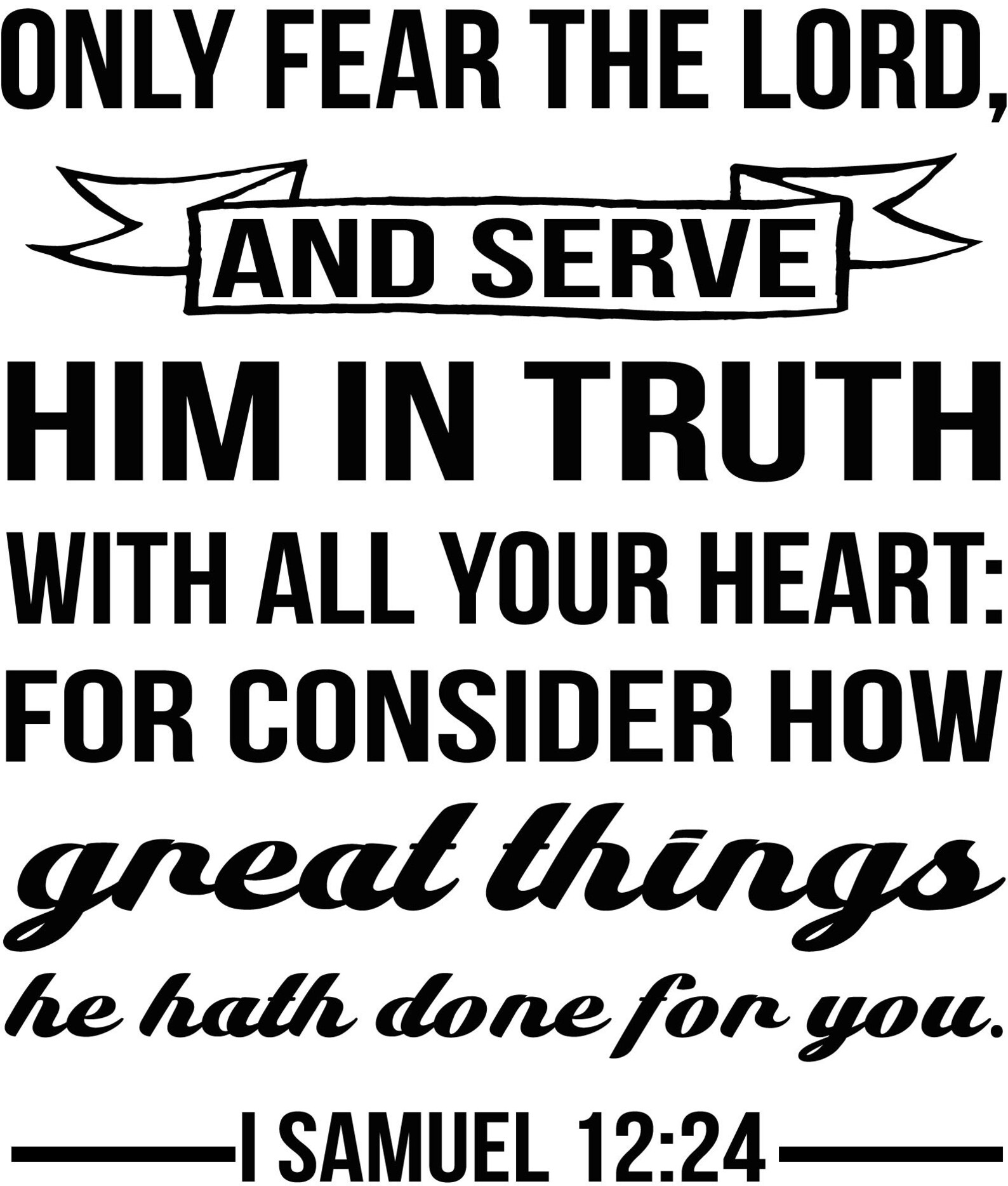 I Samuel 12:24 Bible Wall Décor - Only Fear the Lord - Bible Verse Wall ...