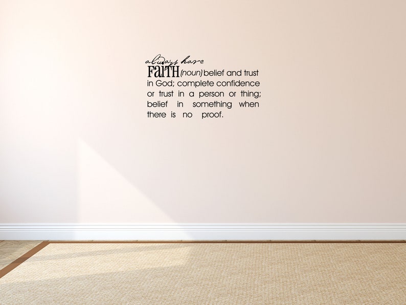 Faith Definition Vinyl Wall Decal, Inspirational Quote - Etsy