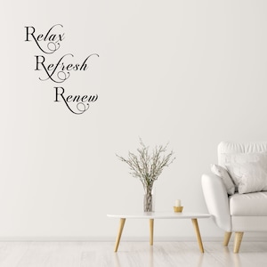 Relax Refresh Renew Bedroom Decal - Relax Decal - Home Decor - Vinyl ...