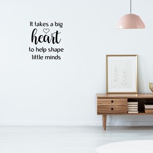 It Takes A Big Heart Wall Decal Teacher Wall Decal Big Heart Decal ...