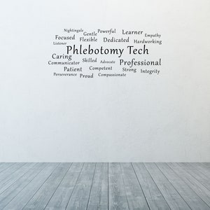 Phlebotomy Tech Word Cloud Decal - Phlebotomy Wall Decal - Phlebotomist ...