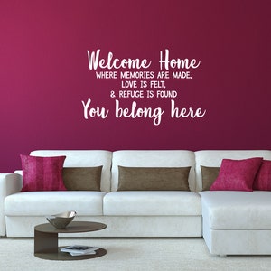 Welcome Home Wall Art Decal Sticker You Belong Here - Memories ...