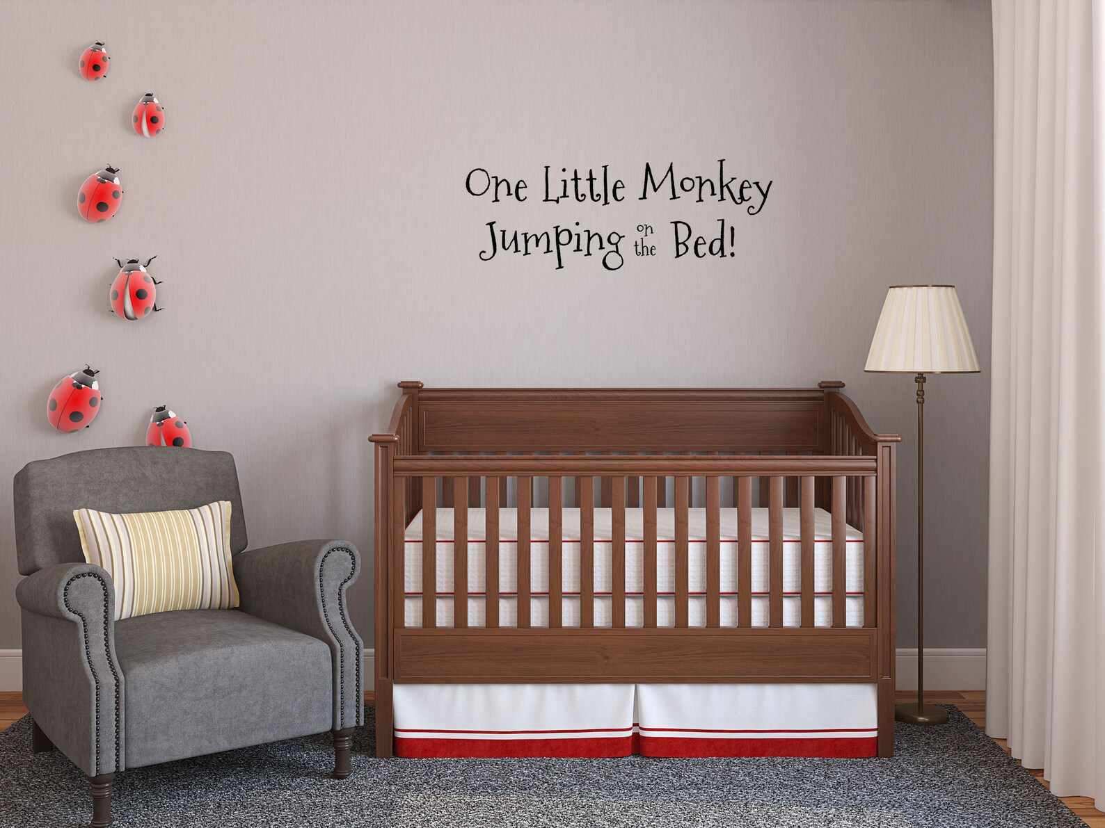 One Little Monkey Jumping on the Bed Wall Decal Nursery Wall - Etsy
