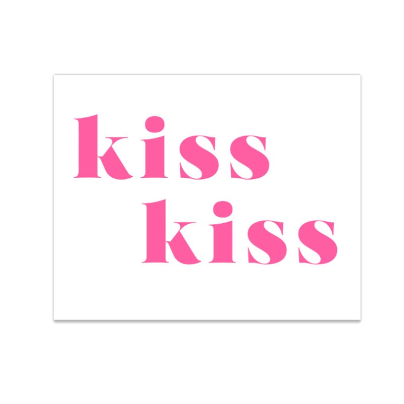 KISS KISS Pantone Neon Pink Print Home Decor, Art ,valentines Day, Wall ...